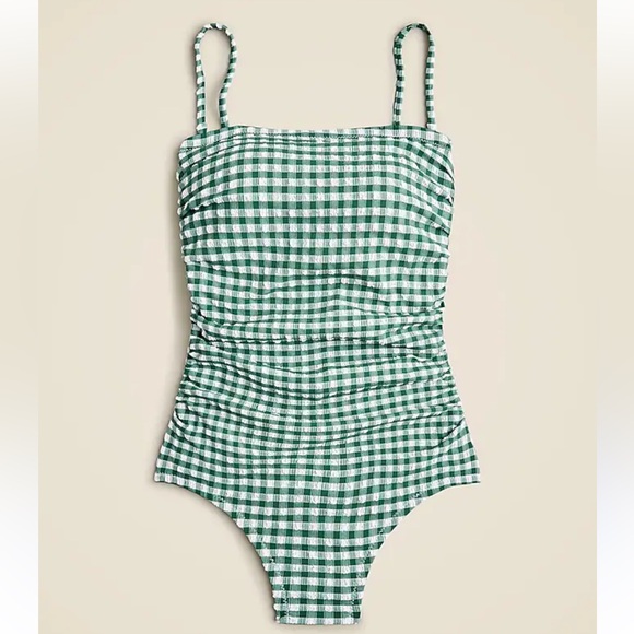J. Crew | Swim | J Crew Ruched Bandeau Onepiece Swimsuit In Green ...